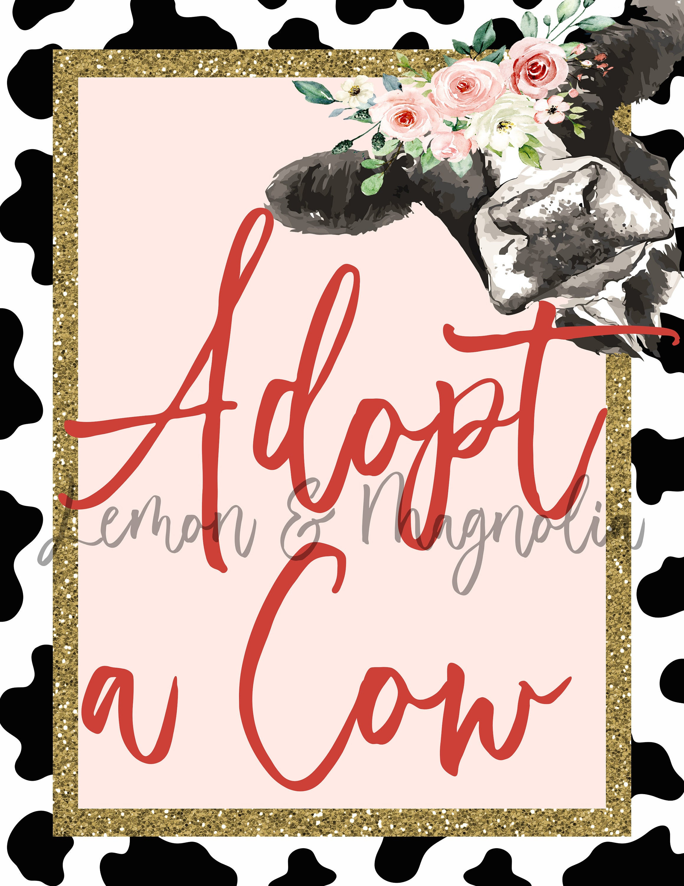 Adopt A Cow Sign & Certificate of Adoption, Holy Cow I'm One Matching ...