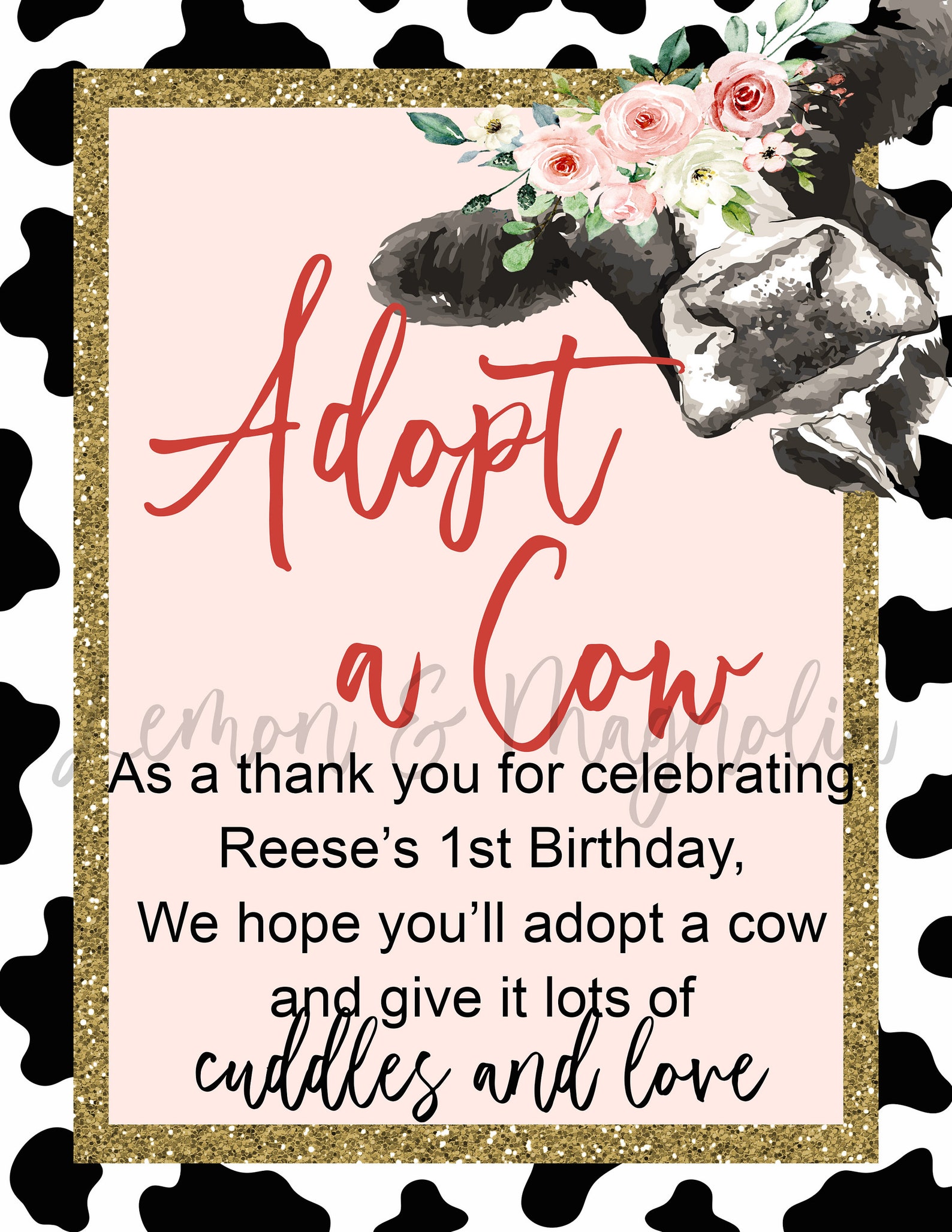 Adopt A Cow Sign & Certificate of Adoption, Holy Cow I'm One Matching ...