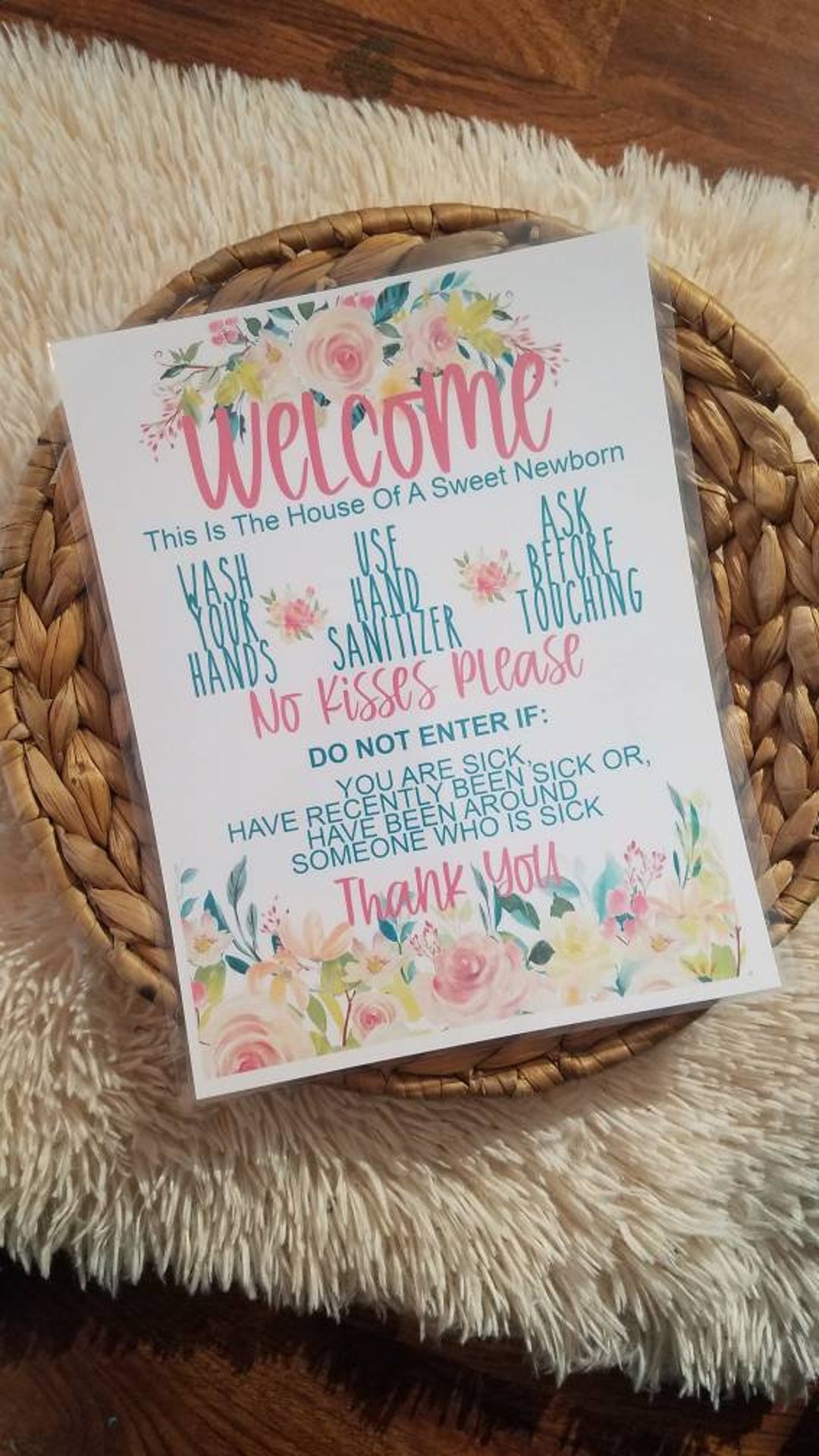 Newborn Welcome Home Rules, Front Door Newborn Sign, Newborn Germ - Etsy