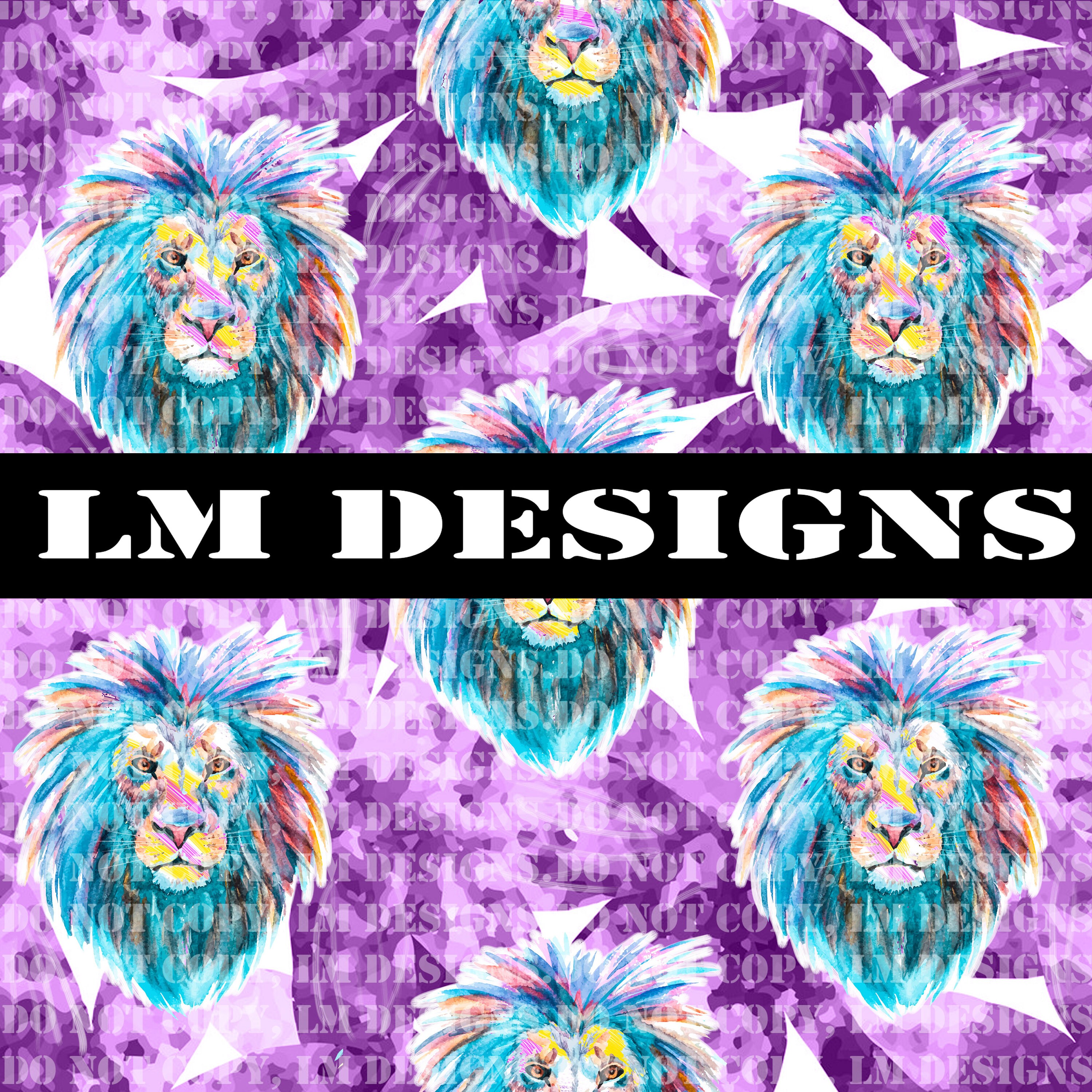 Purple Lions Seamless File and Digital Paper Floral Non - Etsy