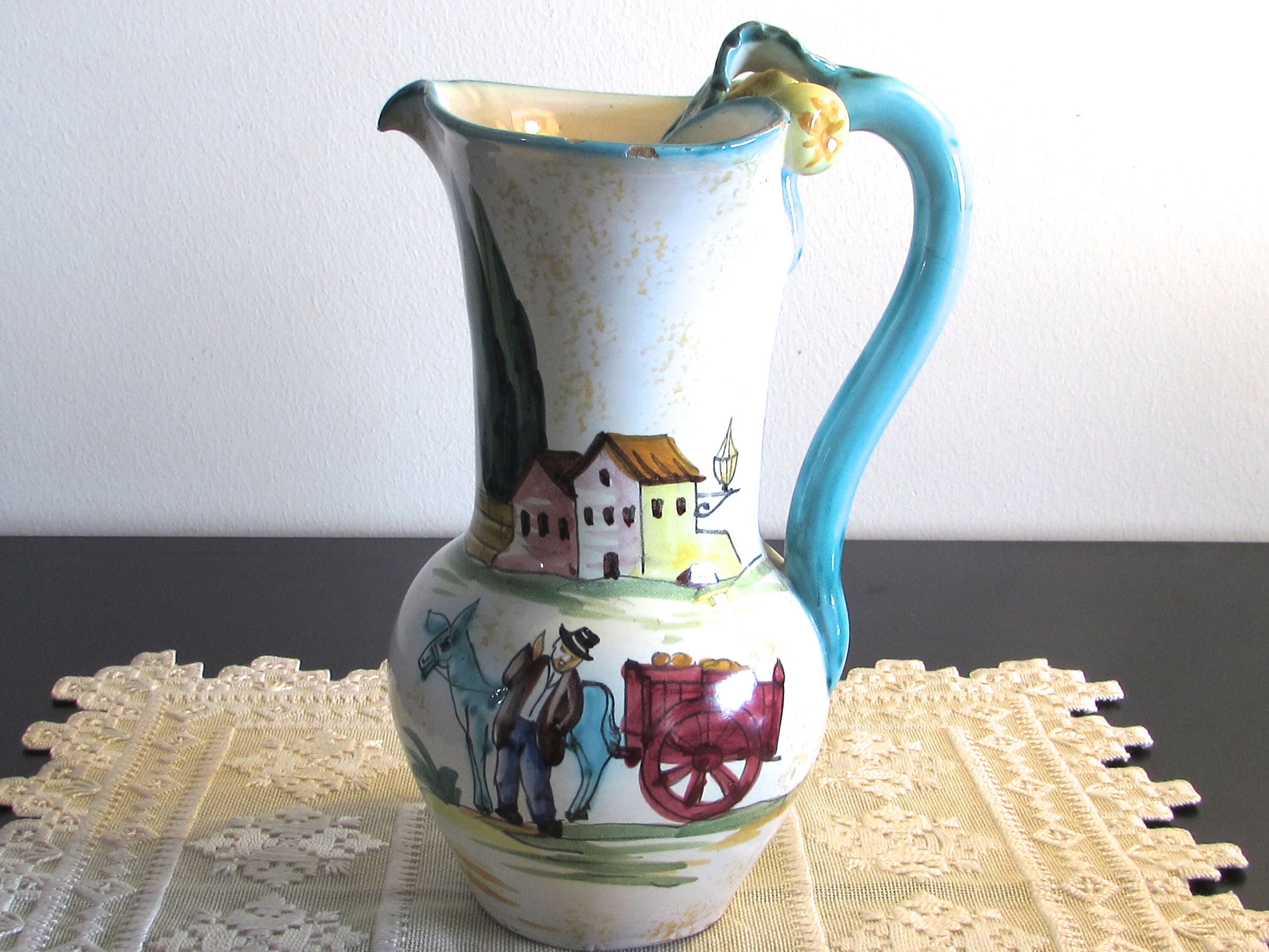 Home & Living Hand Thrown Pottery Pitcher Made in Italy Mid Century ...