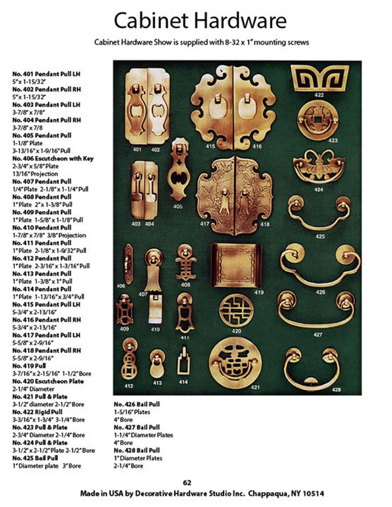 Furniture Hardware - Asian Style - Solid Brass - Etsy