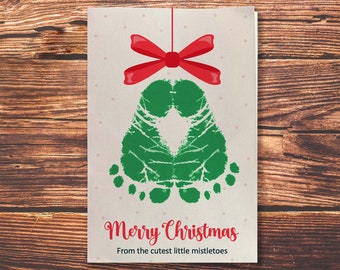 Mistletoe Footprint Christmas Card: Baby Footprint Art (digital ...