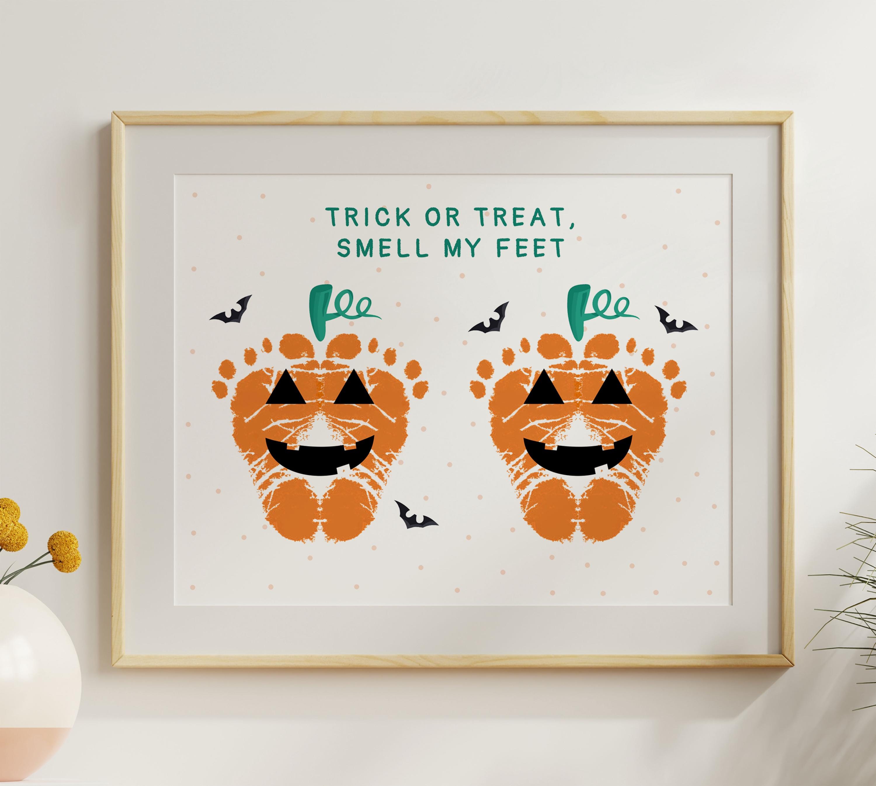 Two Halloween Pumpkins Footprint Art: Baby Keepsake Craft (digital ...