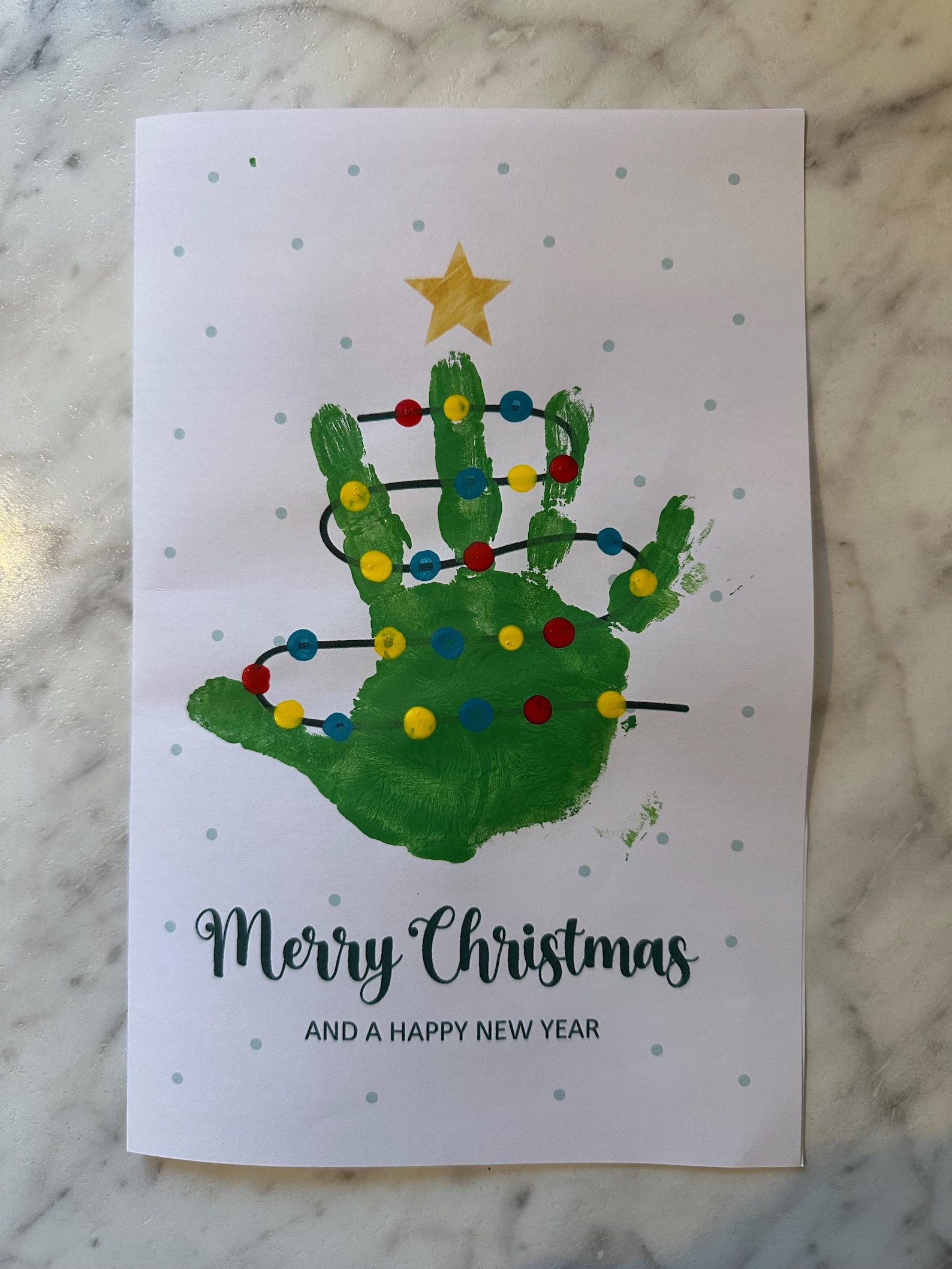 Merry Christmas Tree Footprint Greeting Card Craft Keepsake Gift ...