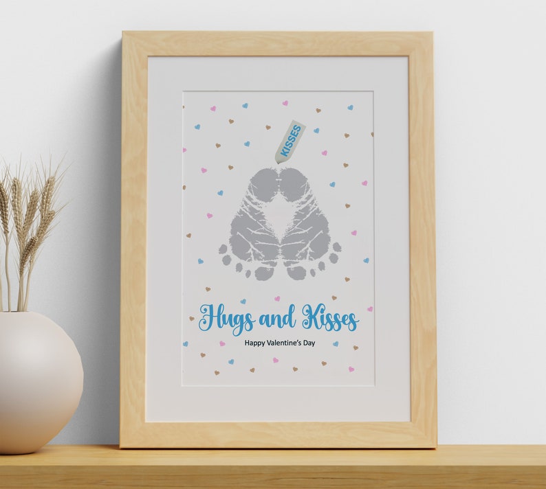 Happy Valentine's Day Kisses Footprint Wall Art Craft Keepsake Gift ...