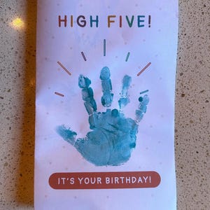 High Five Handprint Birthday Card Craft Keepsake Gift Baby Child ...