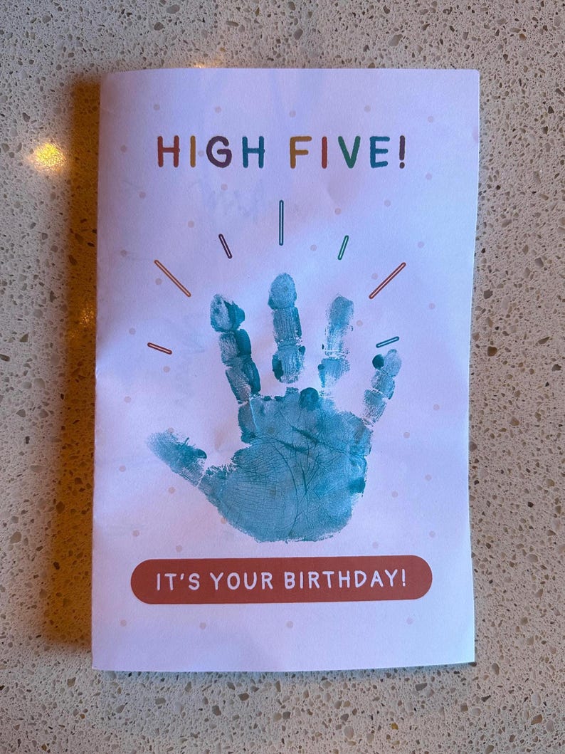 High Five Handprint Birthday Card Craft Keepsake Gift Baby Child ...