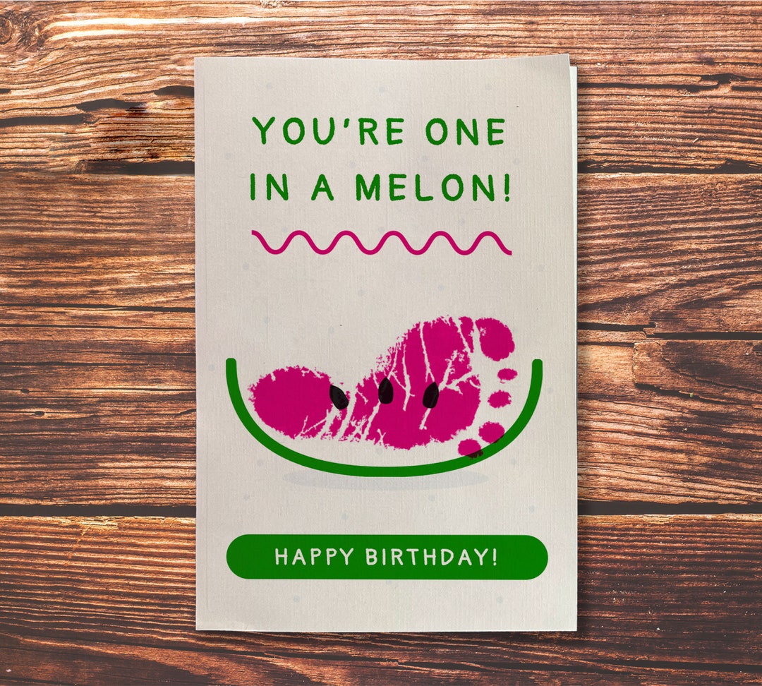 Watermelon Baby Footprint Birthday Card Craft Keepsake Gift Handprint ...