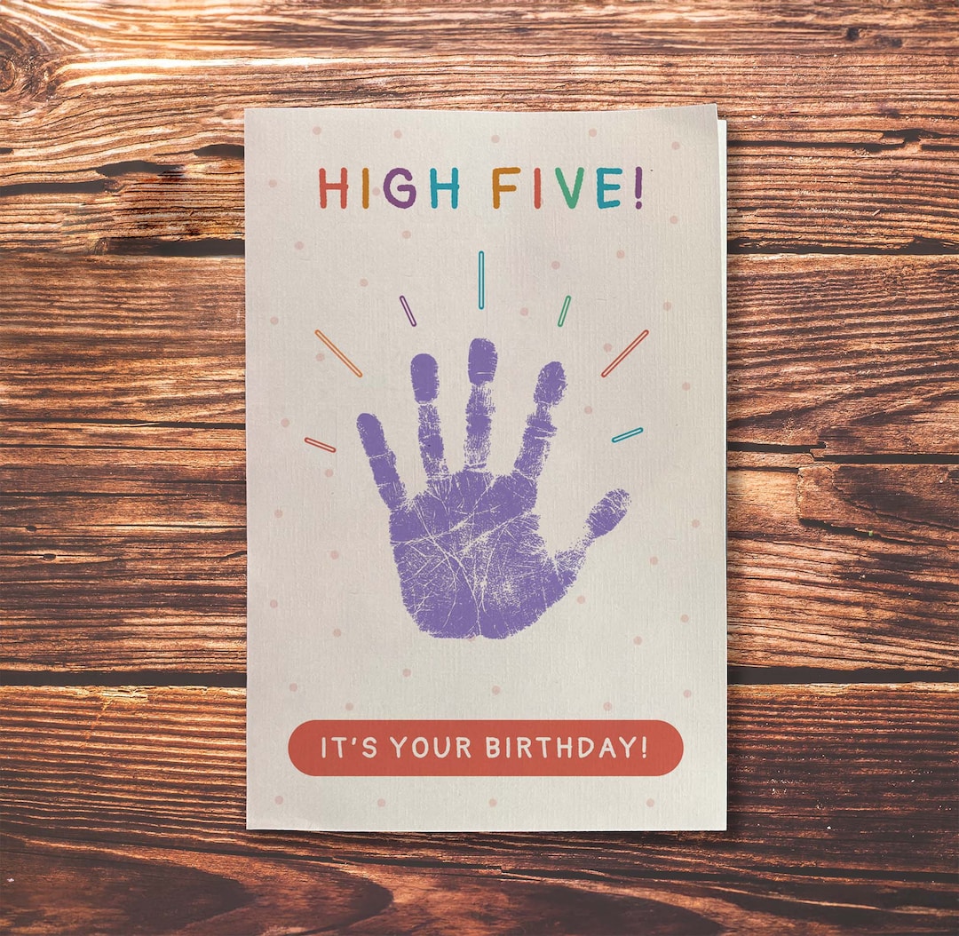 High Five Handprint Birthday Card Craft Keepsake Gift Baby Child ...