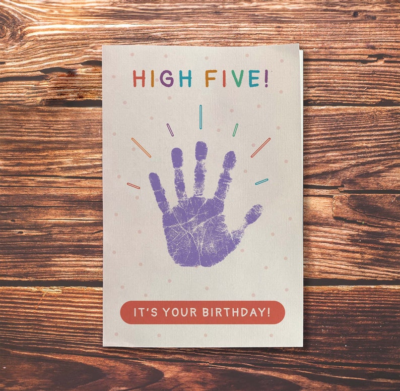 High Five Handprint Birthday Card Craft Keepsake Gift Baby Child ...