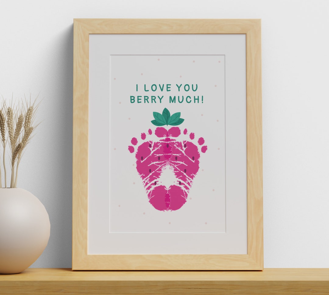 Strawberry Footprint Art: I Love You Berry Much Baby Keepsake (digital ...