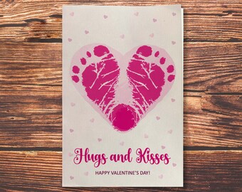 Happy Valentine's Day Kisses Footprint Wall Art Craft Keepsake Gift ...