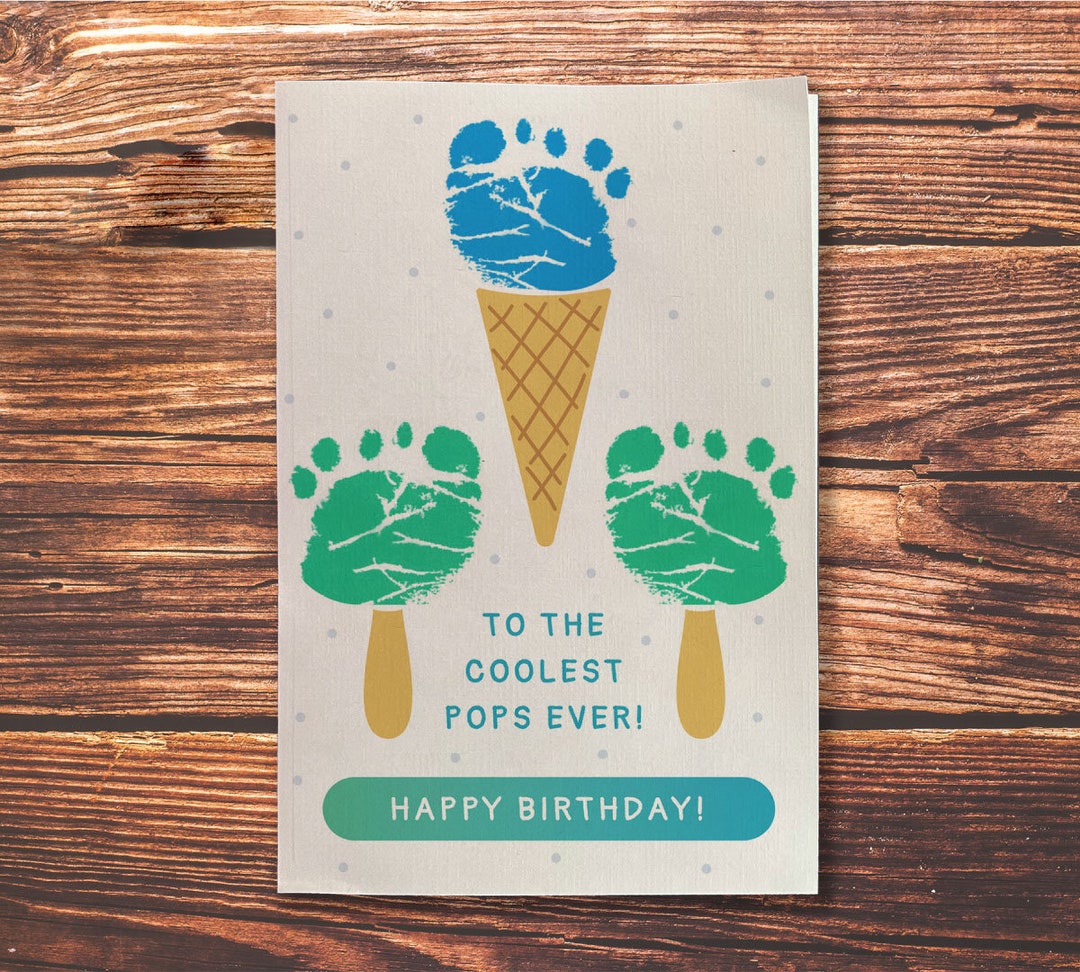Ice Cream Footprint Greeting Card Craft Keepsake Gift, Happy Birthday ...