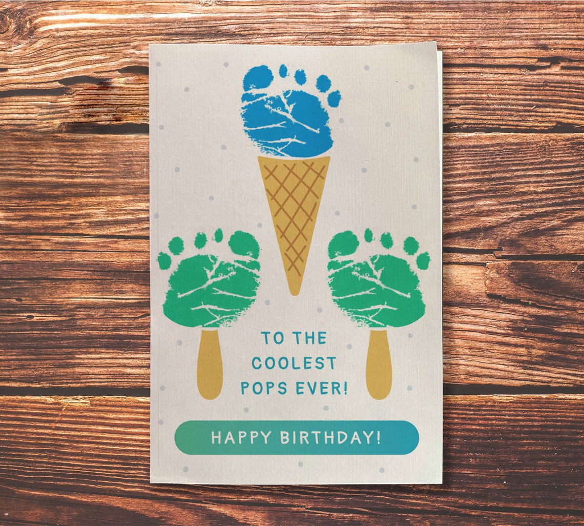 Ice Cream Footprint Greeting Card Craft Keepsake Gift, Happy Birthday ...