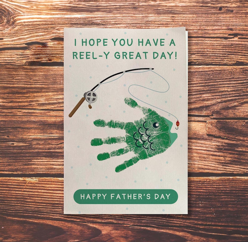Fish Handprint Birthday Card Craft, Keepsake Gift for Dad and Grandpa ...