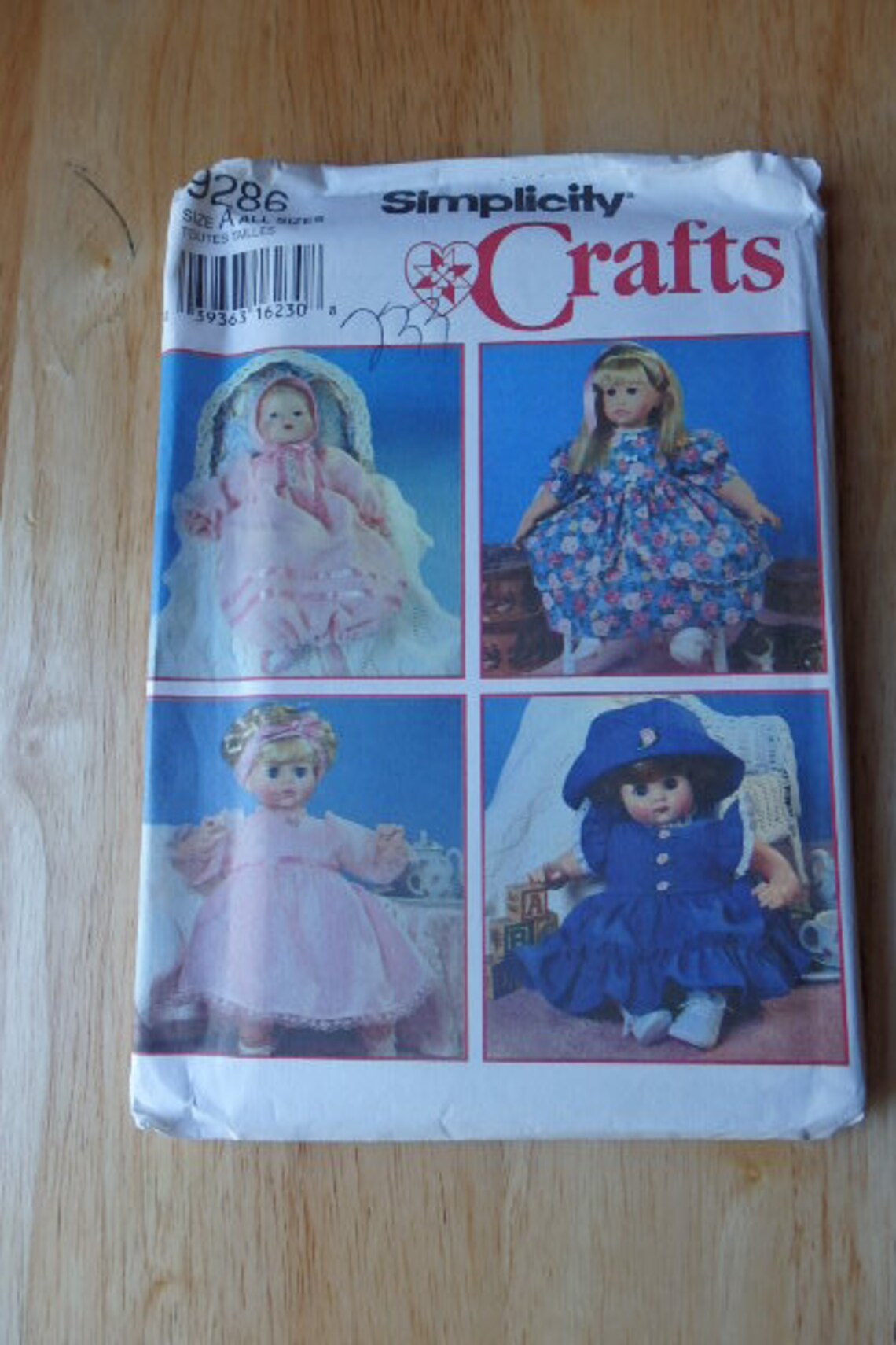 Vintage Simplicity Craft Doll Cloths 3 Sizes #9286 Uncut/factory Folded ...