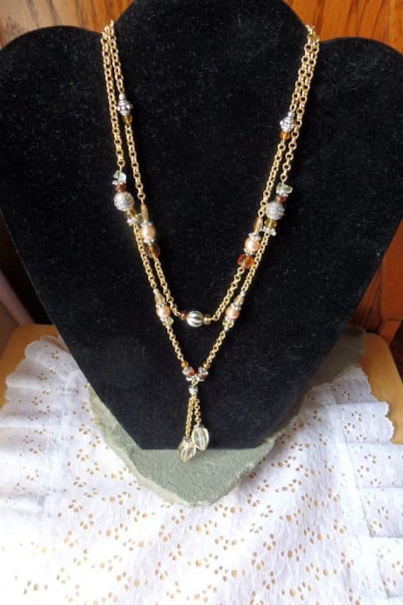 Vintage Avon Gold Chain Beaded Layered Necklace Vintage Avon | Etsy