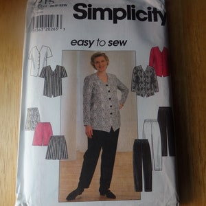Vintage Simplicity Womens Tops Pants Shorts 7615 Sizes GG 26W-32W Uncut ...