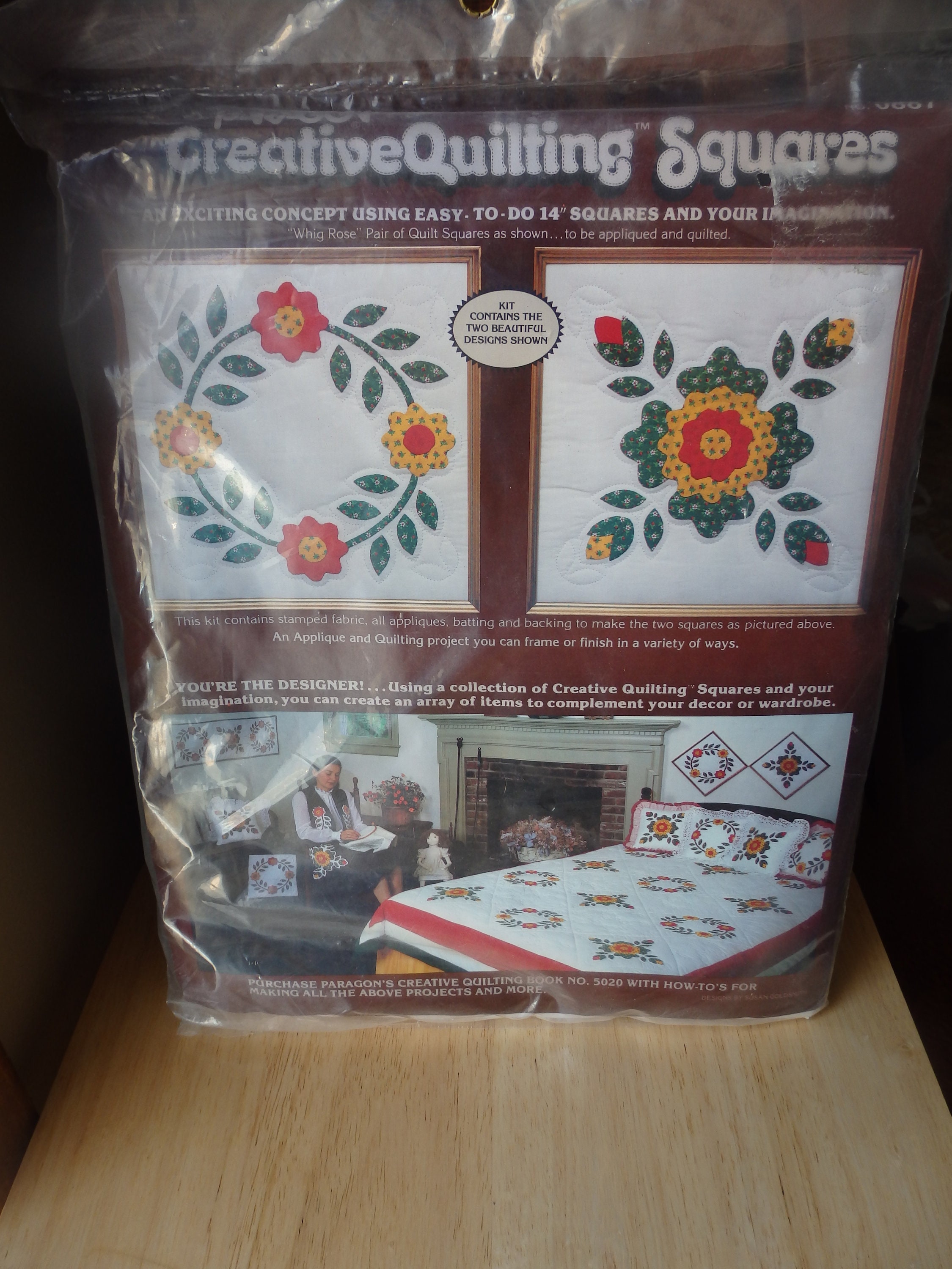 Vintage Paragon Creative Quilting Squares Craft Kit Whig Rose Kit #0887 ...