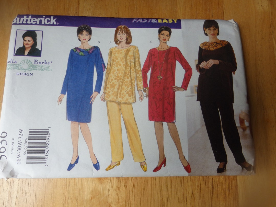 Vintage Butterick Women's Petite Dress Tunic #5636 Sizes 28W-32W Uncut ...