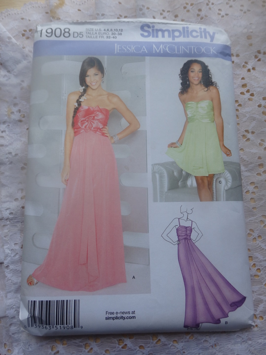 Simplicity Misses Evening Dresses 2 Lengths #1908 Sizes 4 6 8 10 12 ...