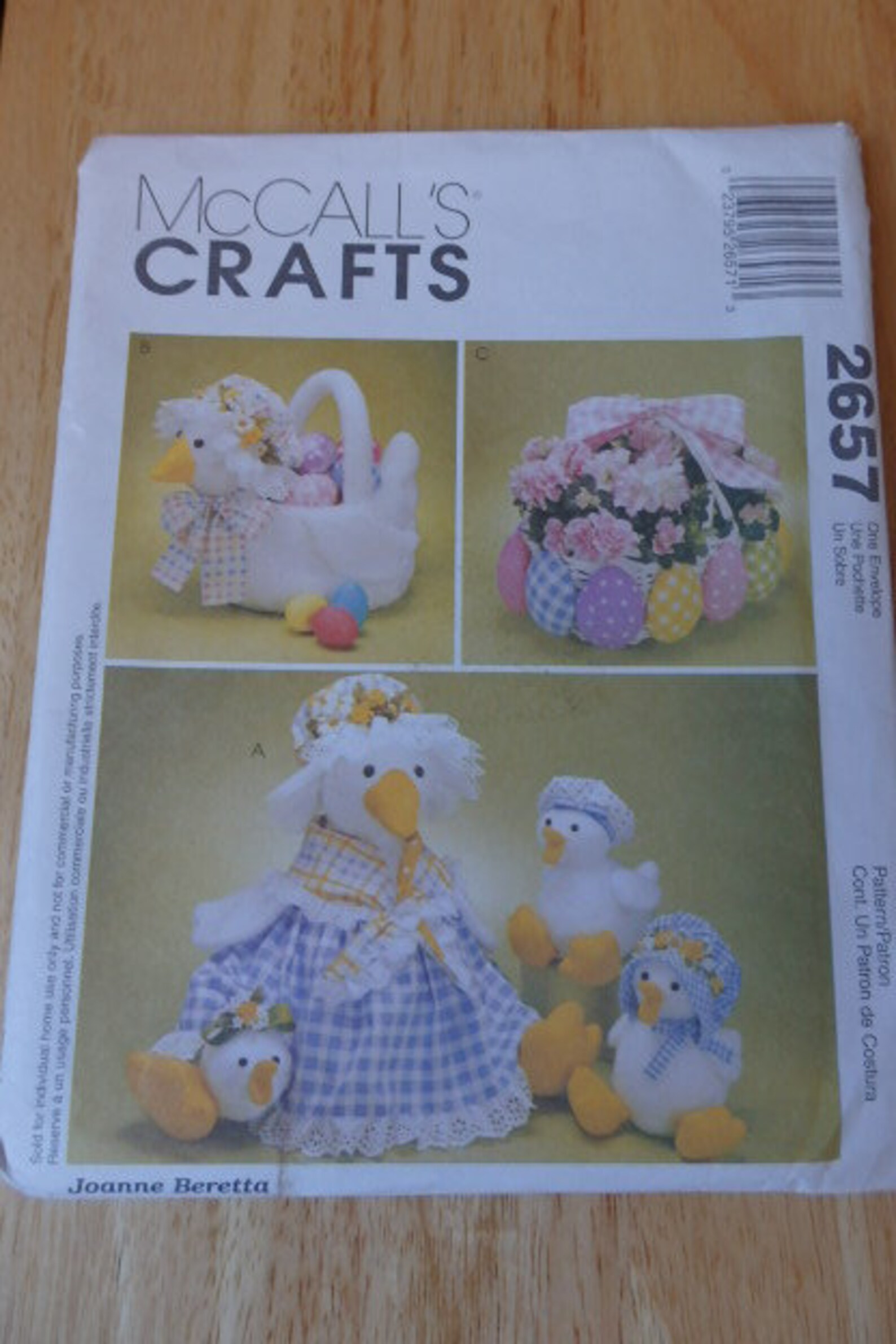 Mccall's Craft Sewing Pattern Ducks Baskets Eggs Uncut Pattern Craft ...
