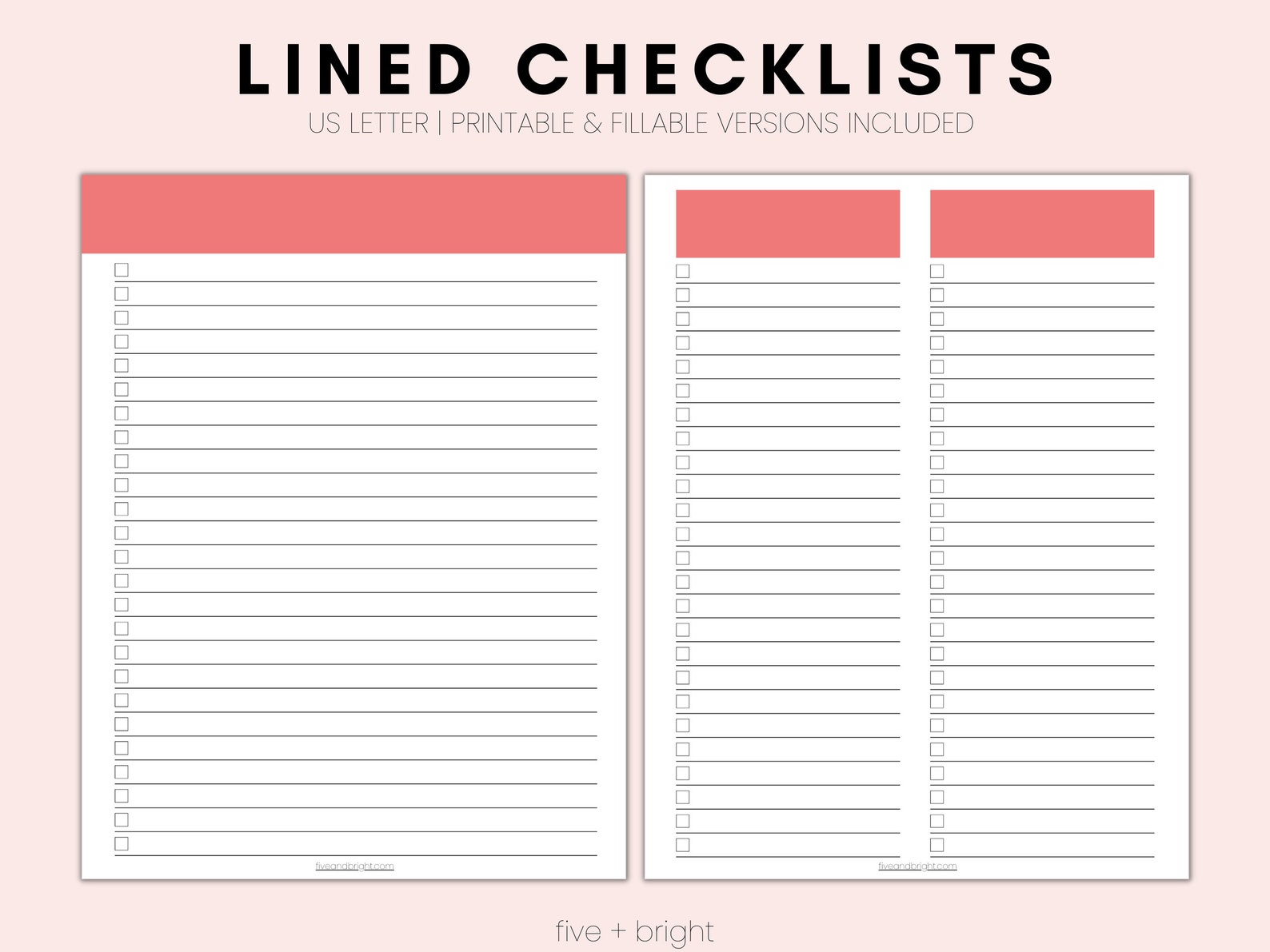 Fillable Checklist Set, 2 Sizes, Fillable to Do List, Editable ...