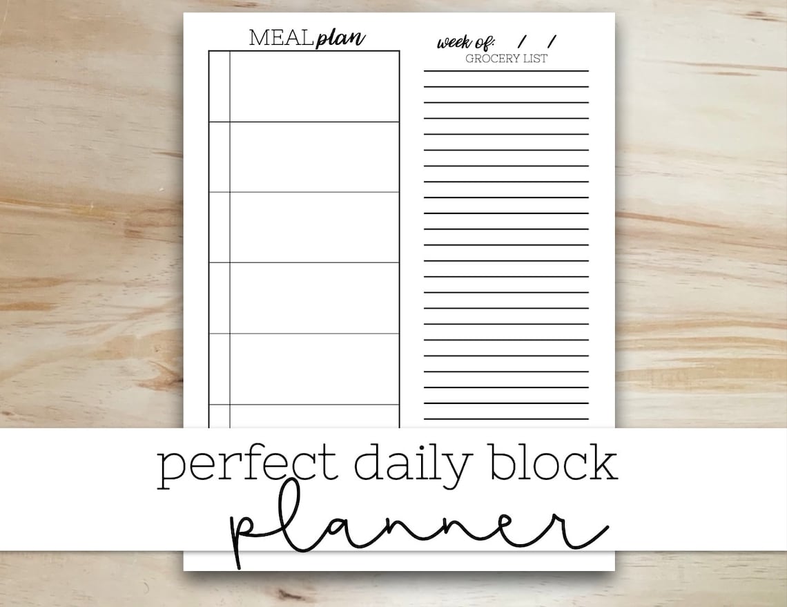 Printable Daily Block Schedule Planner Instant Download - Etsy