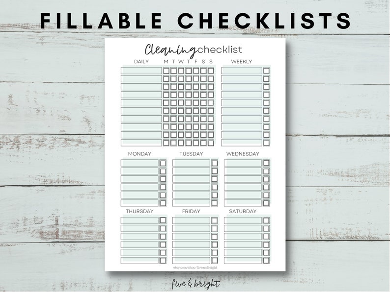 Cleaning Schedule, Printable Checklist, Home Cleaning Planner, Weekly ...