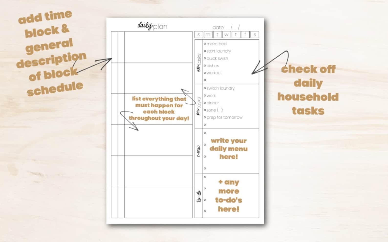 Daily Planner, Block Schedule, Printable Planner, Fillable/editable ...