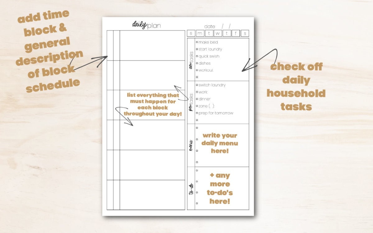 Daily Planner Block Schedule Printable Planner - Etsy Canada