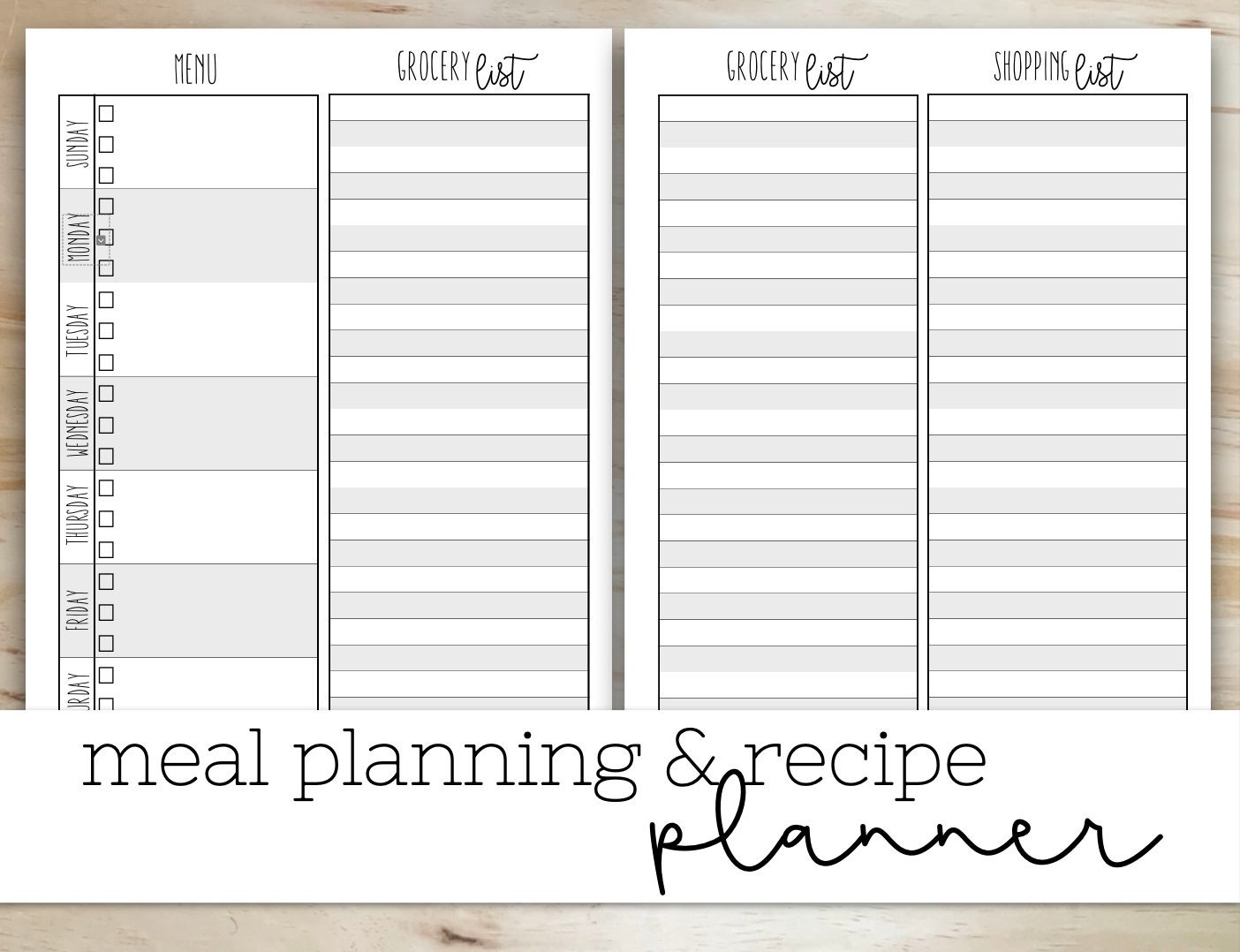 Meal Planner & Recipe Binder: Menu Plan, Meal Planning Printable, Meal ...