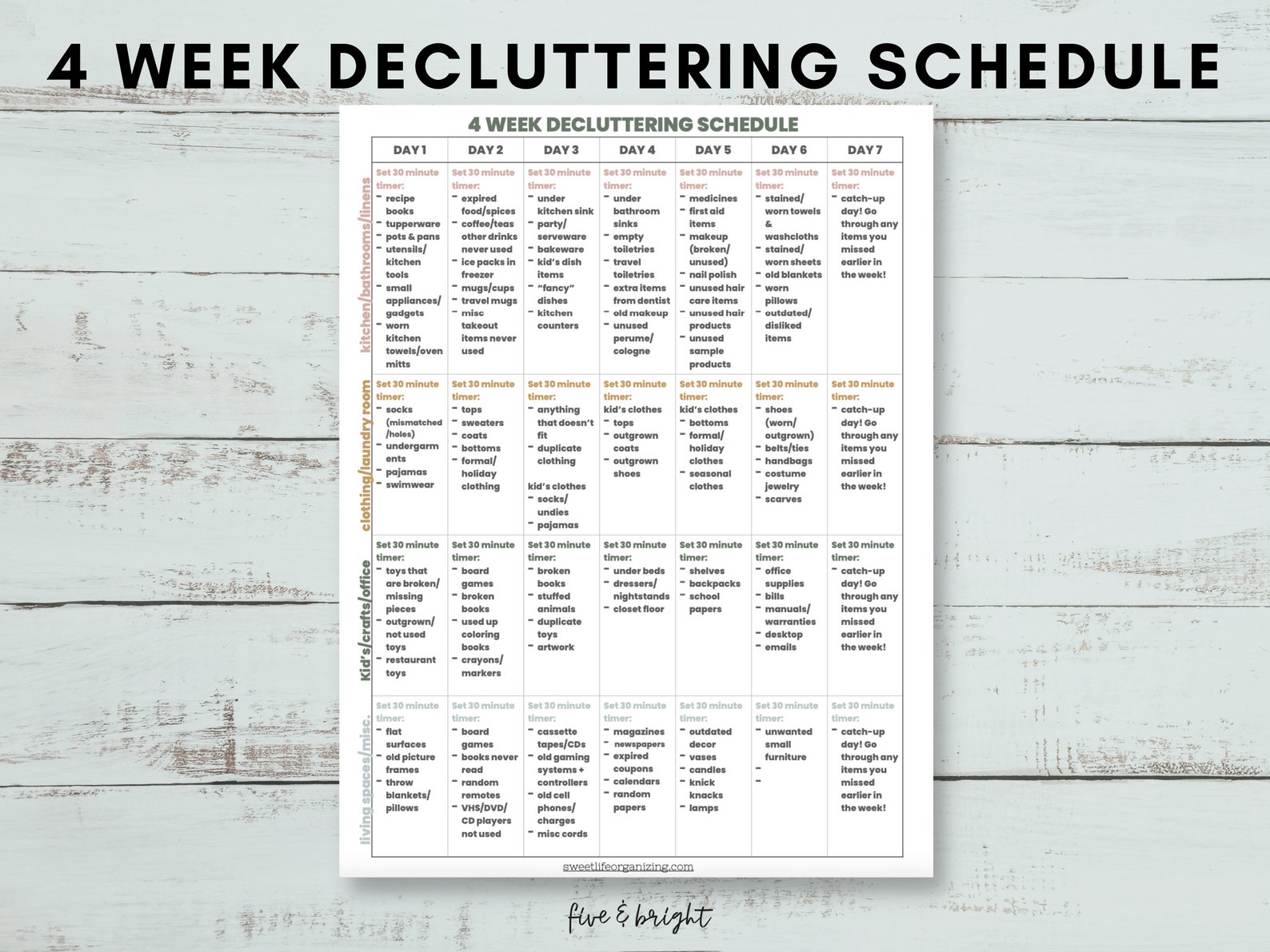 Declutter Checklist, Printable Calendar, Home Decluttering Checklist ...