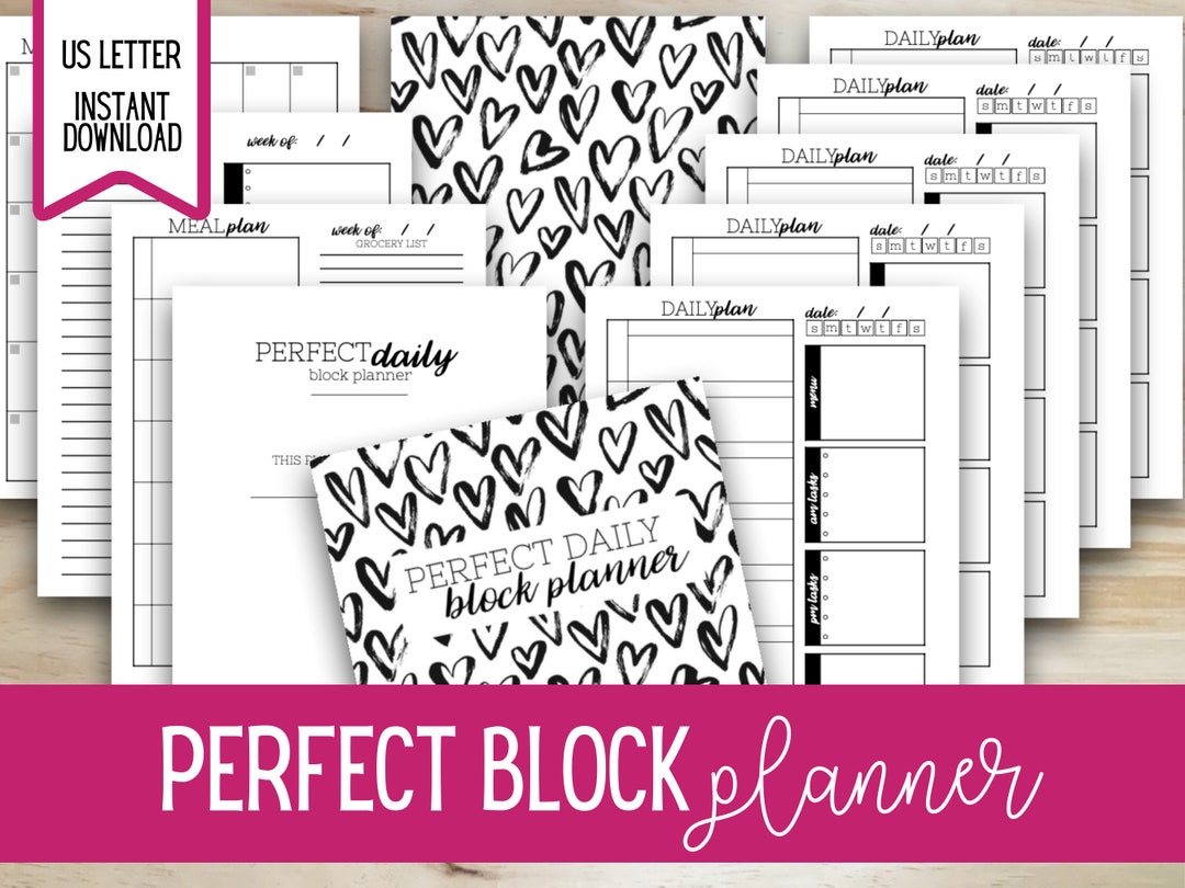 Printable Daily Block Schedule Planner, Printable Planner, Weekly ...