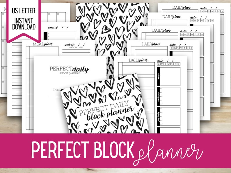 Printable Daily Block Schedule Planner, Printable Planner, Weekly ...