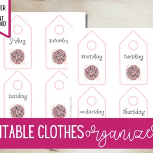 Printable Clothes Hanger Organizer Tags: Days of the Week - Etsy