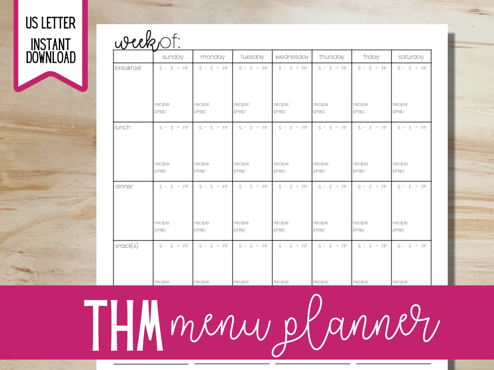 Menu Planner: Trim Healthy Mama Printable Planner Healthy | Etsy