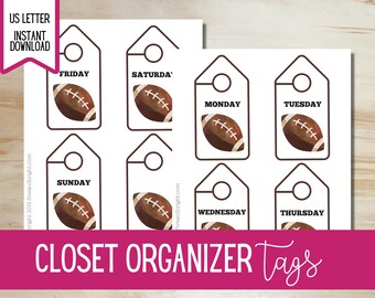 Printable Clothes Hanger Organizer Tags: Days of the Week | Etsy