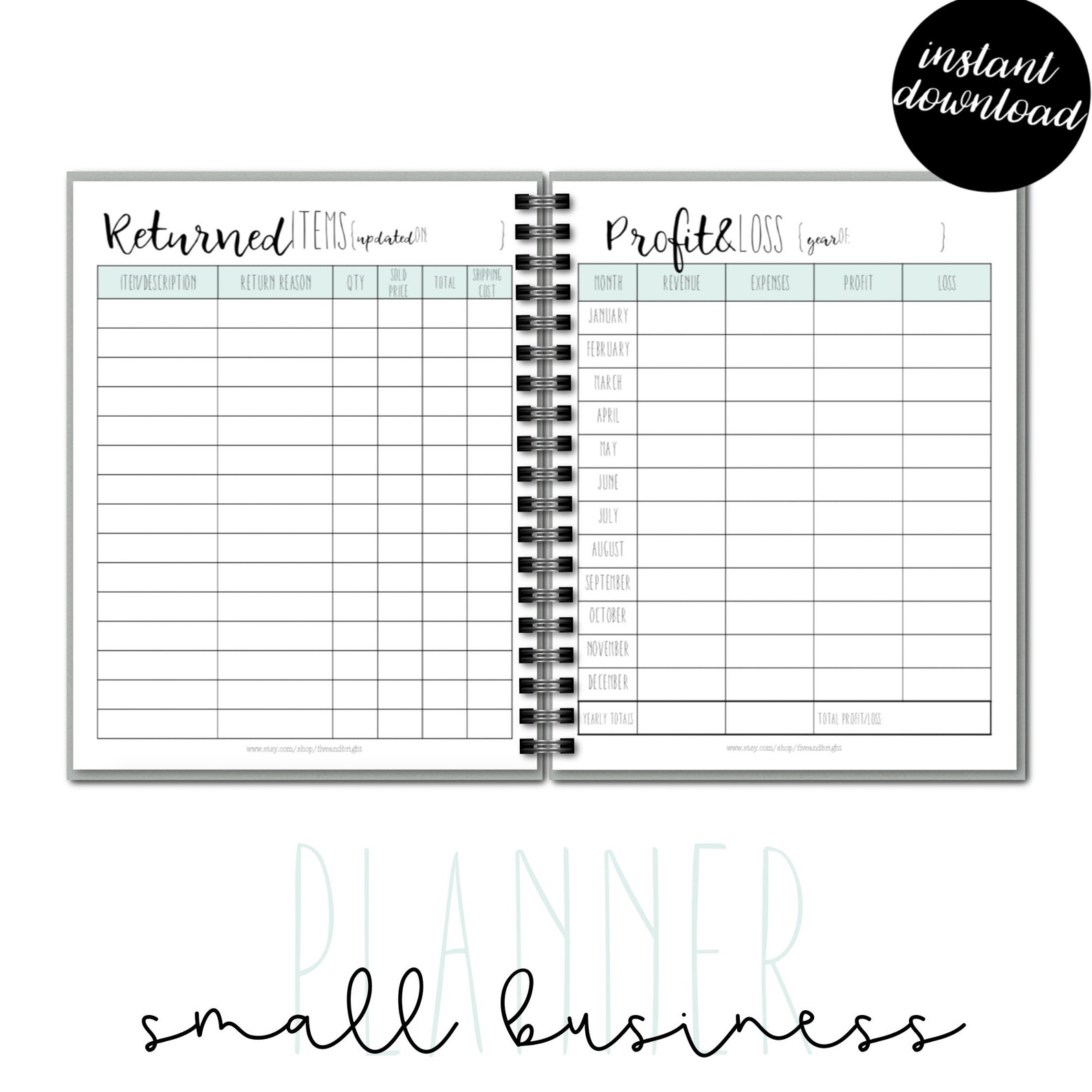 Fillable Small Business Planner, Inventory Tracker, Expense Tracker ...