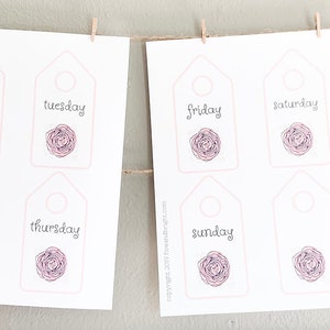Printable Clothes Hanger Organizer Tags: Days of the Week, Kids Closet ...