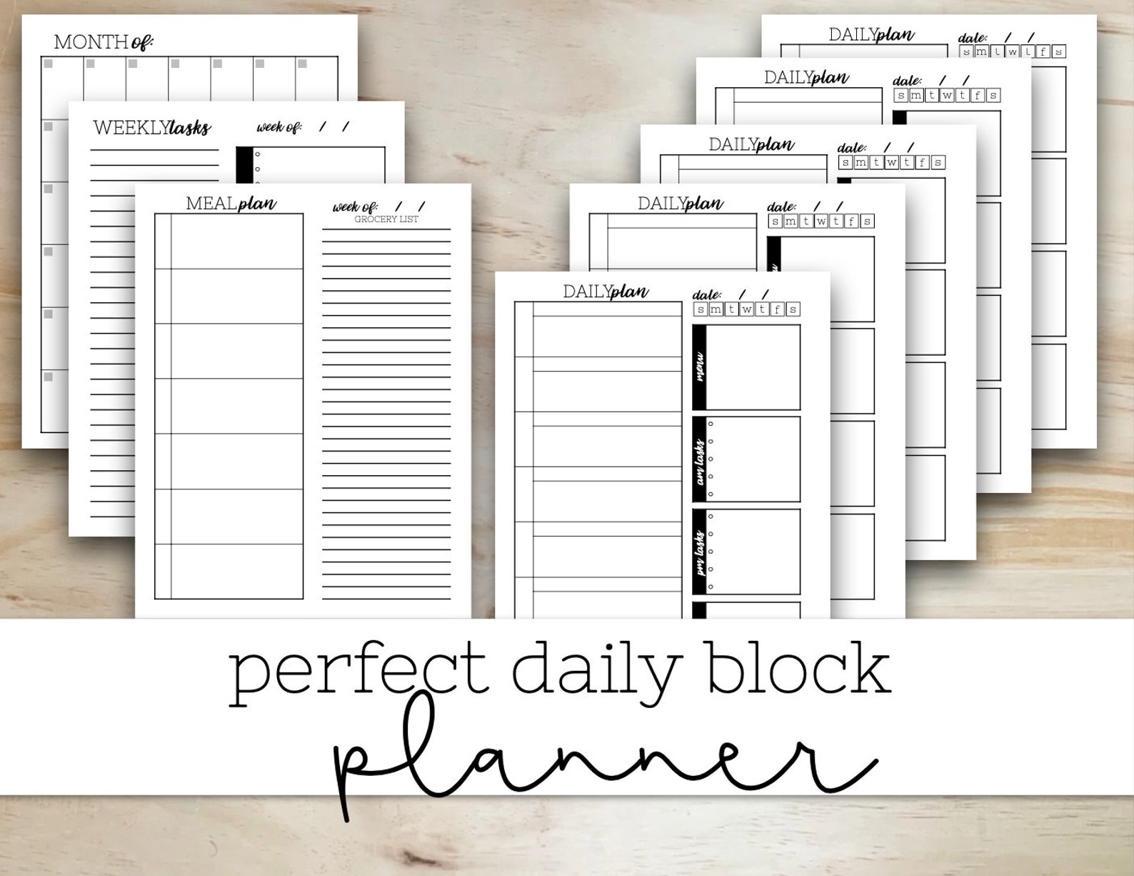 Printable Daily Block Schedule Planner Instant Download - Etsy