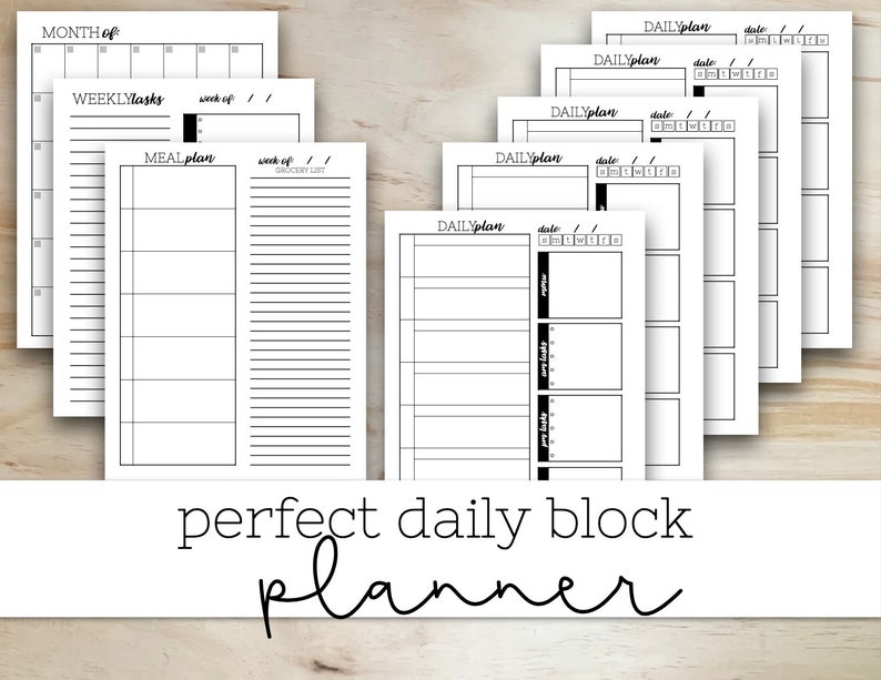Printable Daily Block Schedule Planner Instant Download - Etsy