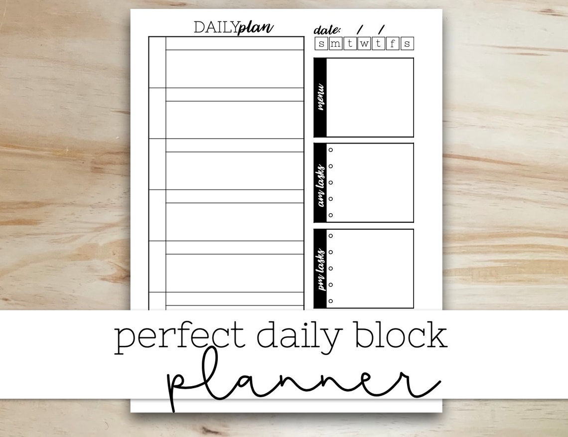 Printable Daily Block Schedule Planner Instant Download - Etsy