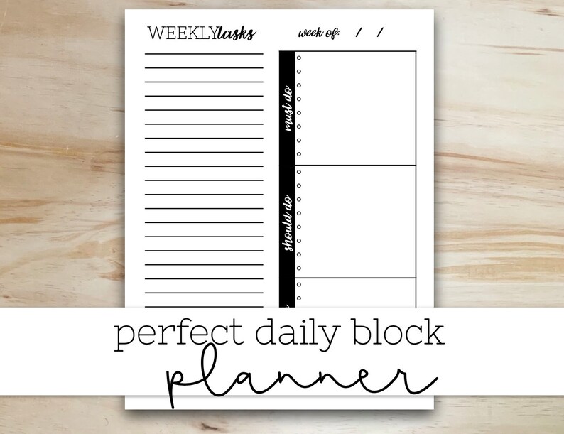 Printable Daily Block Schedule Planner Instant Download - Etsy