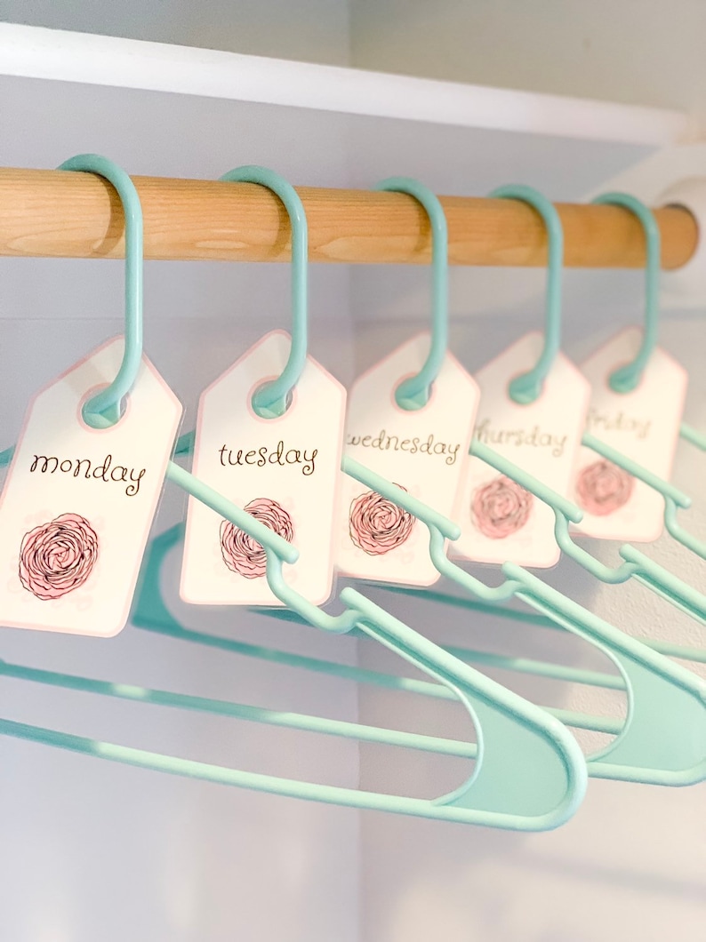 Printable Clothes Hanger Organizer Tags: Days of the Week, Kids Closet ...
