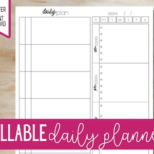 Daily Planner, Block Schedule, Printable Planner, Fillable/editable ...