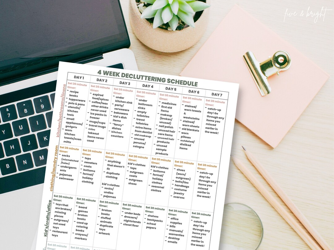 Printable Decluttering Checklist Calendar Home Decluttering - Etsy