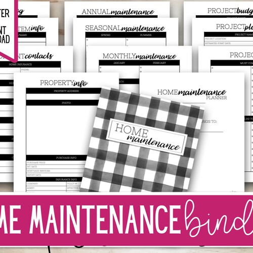 Printable Home Maintenance Binder Maintenance Log - Etsy