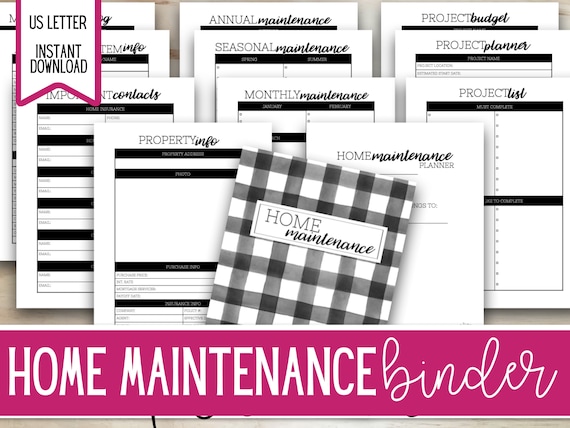 Printable Home Maintenance Binder Maintenance Log - Etsy
